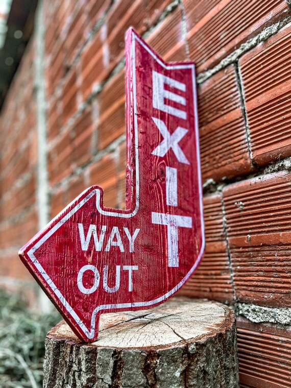 Exit Sign Vintage Wooden Art Custom Wood Sign Wood Wall Art - Etsy