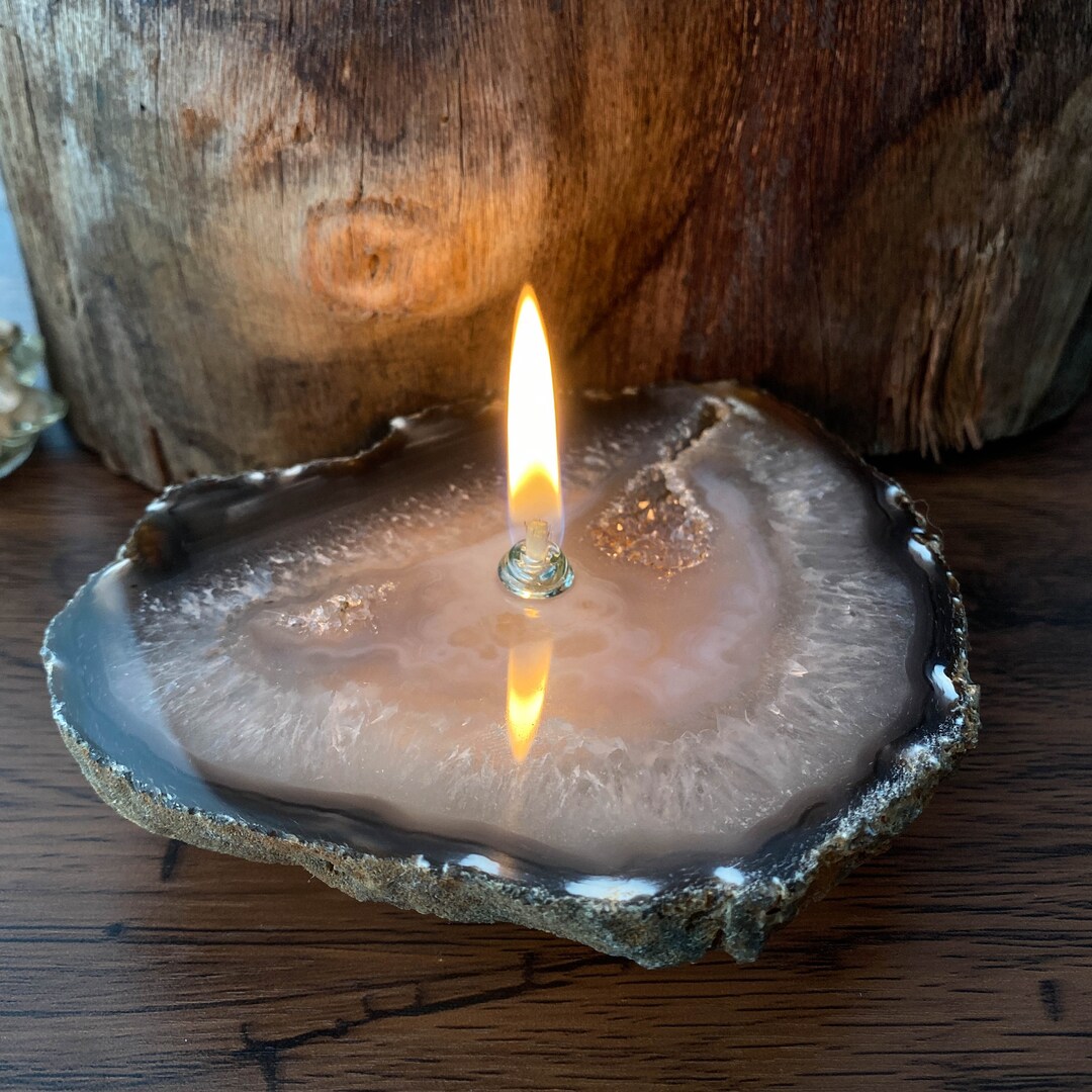 Agate Geode Rock Oil Candle Kit - Handcrafted Natural Stone Candle ...