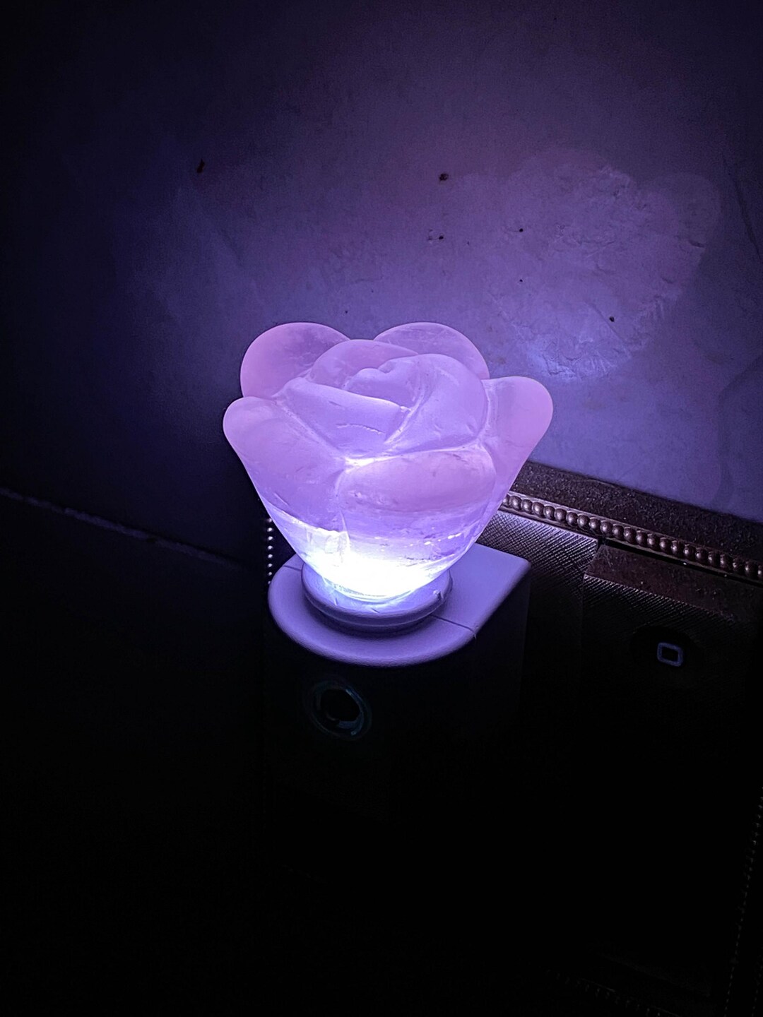Natural Rose Quartz Flower LED Night Light With Light Sensor | Baby ...