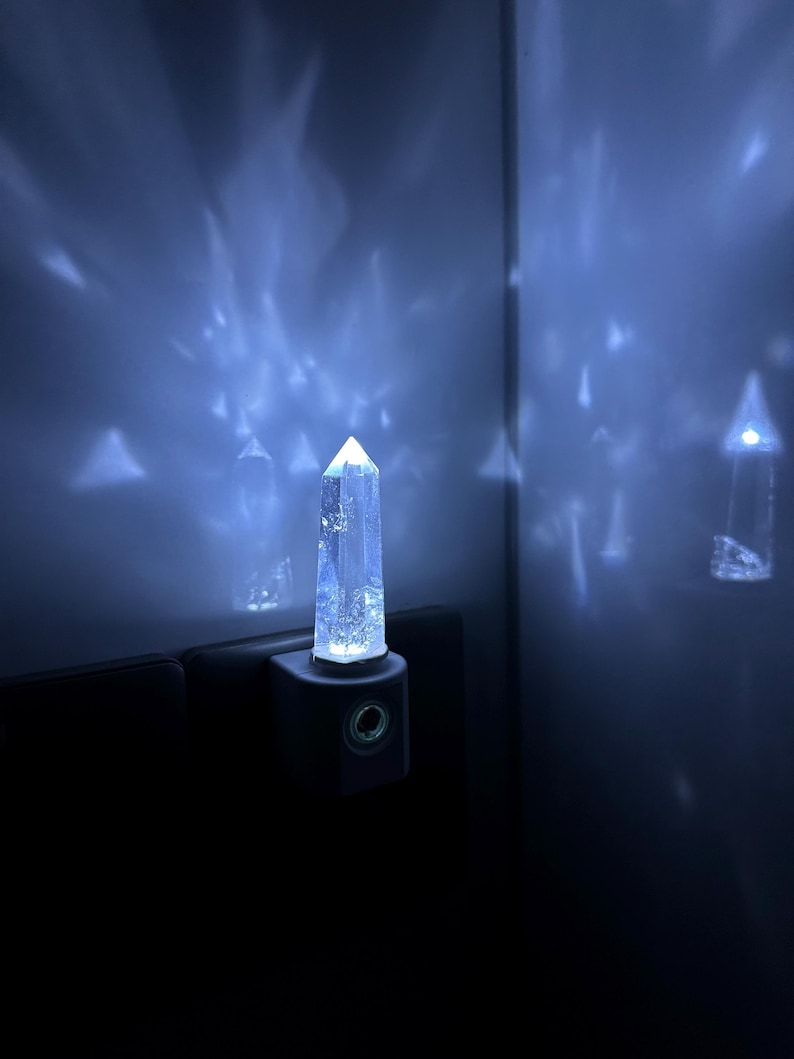 120V Us/canada Plug) Clear Quartz Crystal Tower LED Night Light With ...