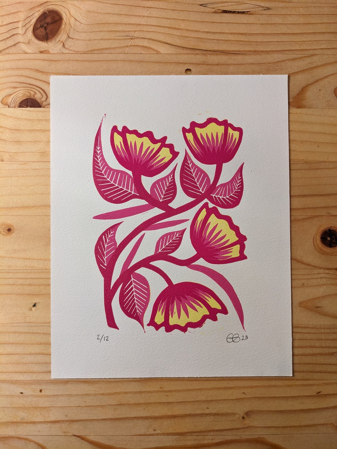 Floral Linocut Limited Edition - Etsy