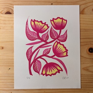 Floral Linocut Limited Edition - Etsy