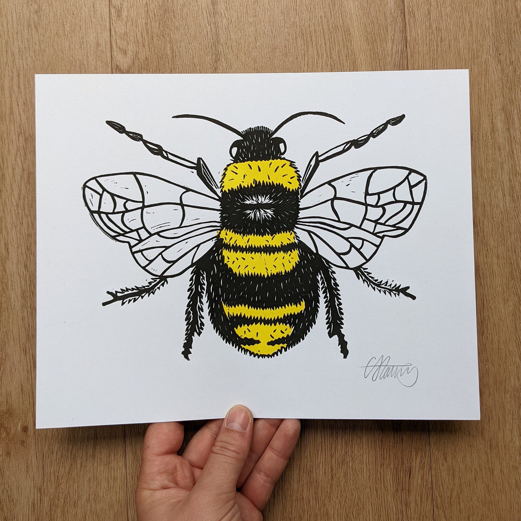 Bee Linocut - Etsy