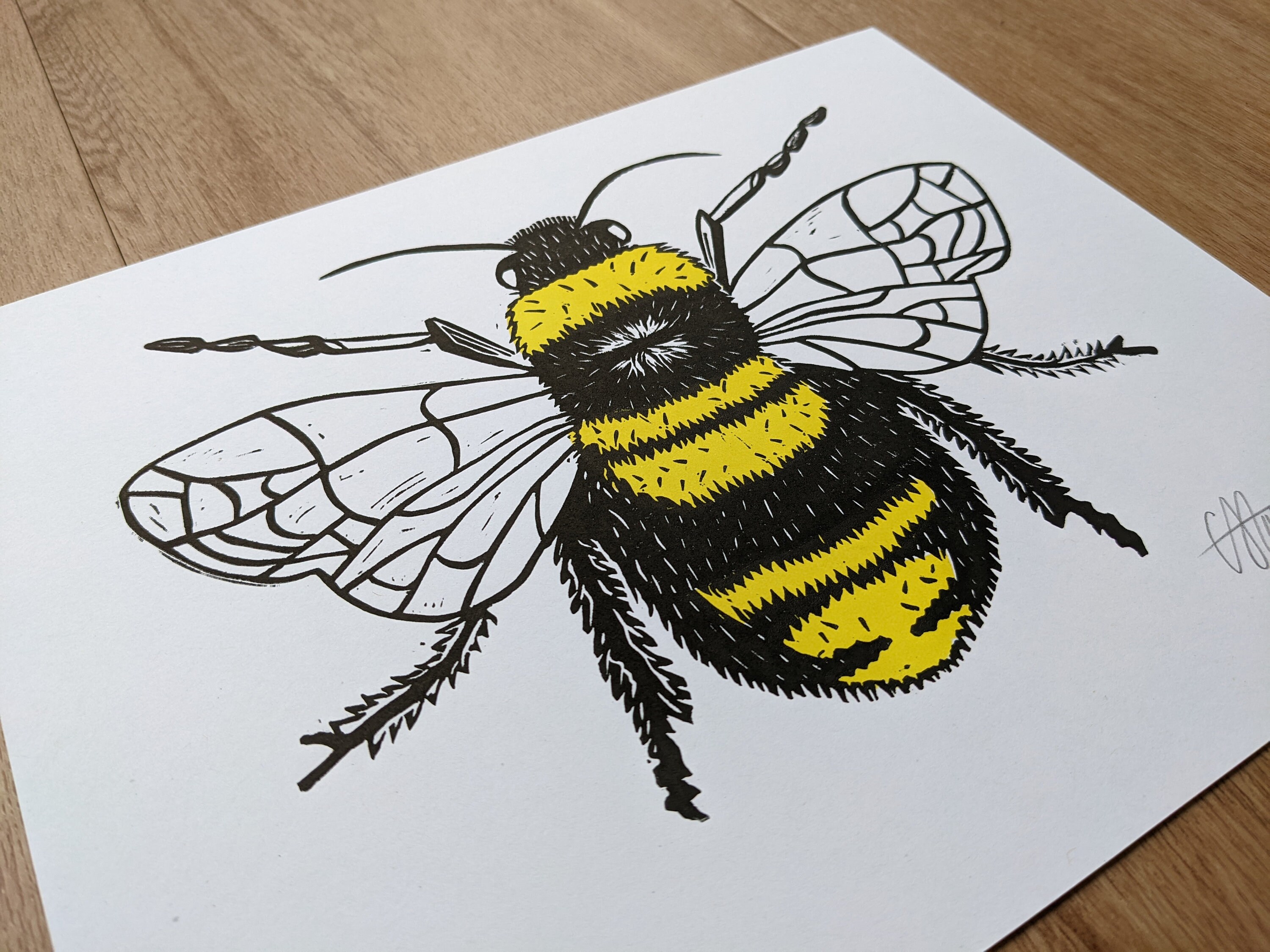 Bee Linocut - Etsy