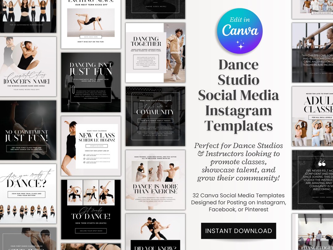 Dance Studio Posts | Canva Social Media Post Templates | Editable ...