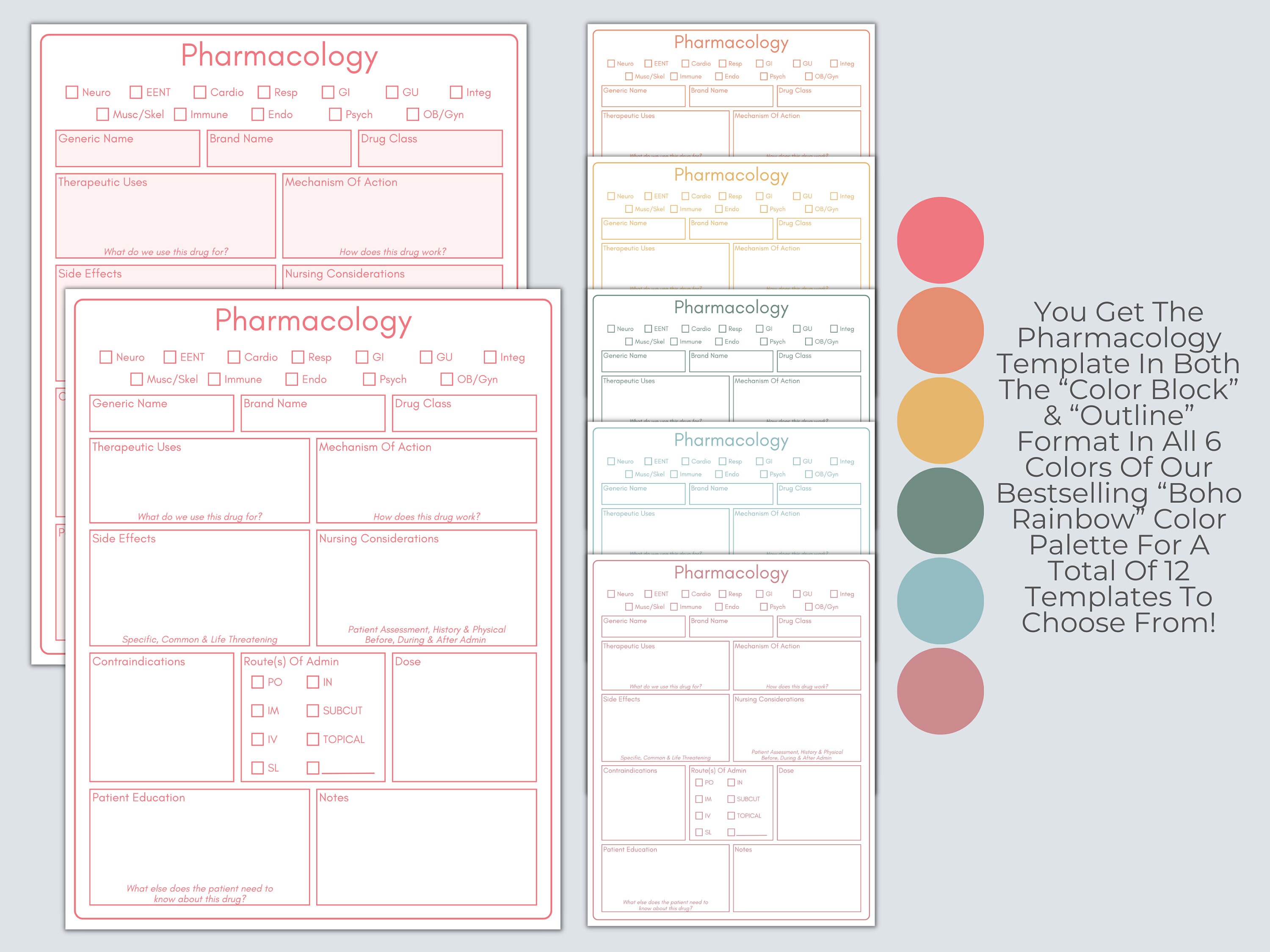 Printable Pharmacology Template for Nursing Student - Etsy