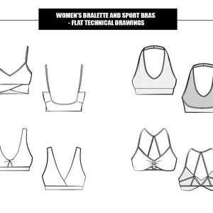 Women Intimates Bralette Top & Active Sport Bra Editable Flat Technical ...