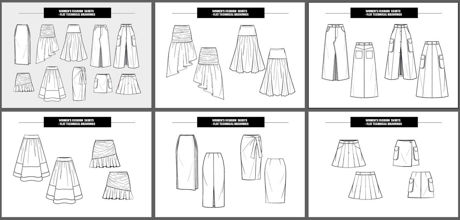Women Fashion Cargo Mini Skirt Wrap Midi Skirt Maxi Editable Flat ...