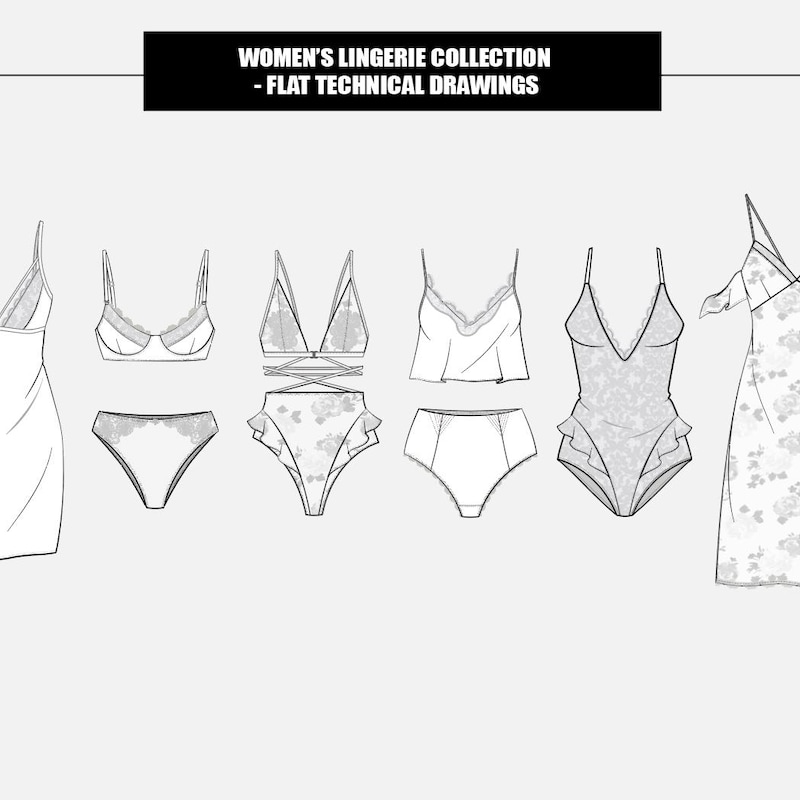 Lingerie Flat Drawing - Etsy