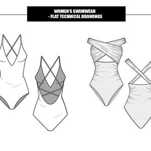 Women Swimwear Bikini Bra Top One Piece Swimsuit Editable Flat ...