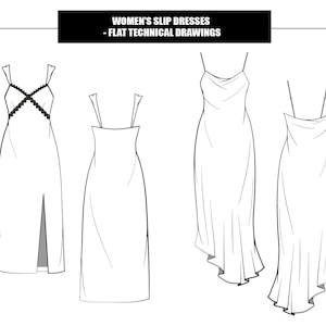 Women Fashion Laces Drapery Short/ Midi Slip Dress Editable Flat ...