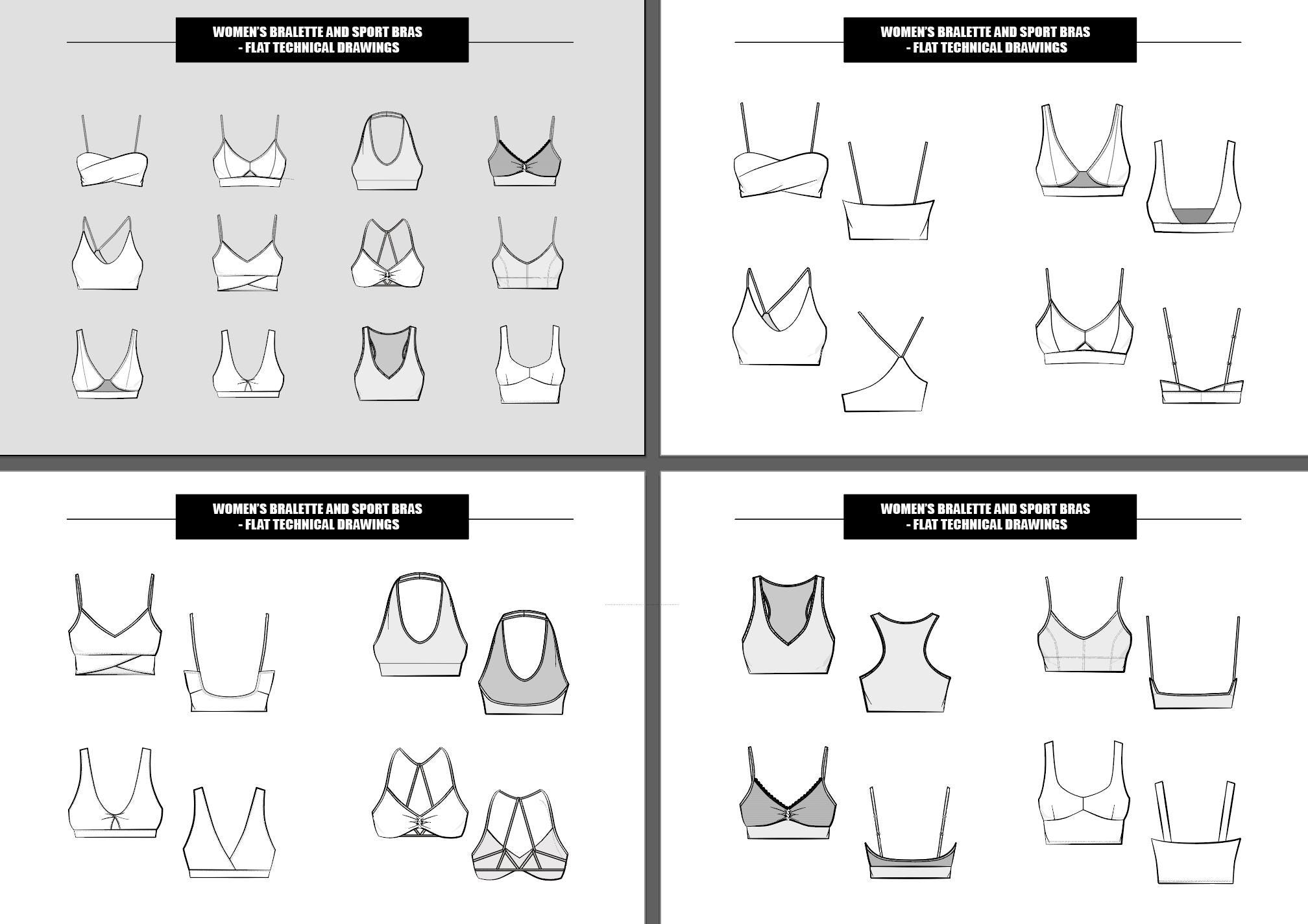 Women Intimates Bralette Top & Active Sport Bra Editable Flat Technical ...