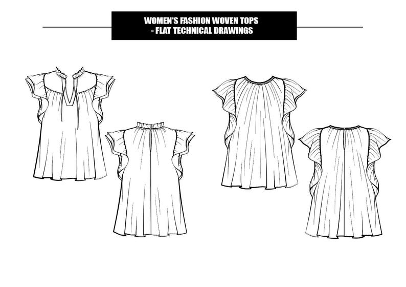 Women Fashion Bubble Hem Top Pleated Blouse Cami Tee Editable Flat ...