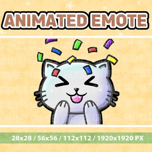 ANIMATED EMOTE! Animated Cute White Cat Cheer Emote - Instant Download ...