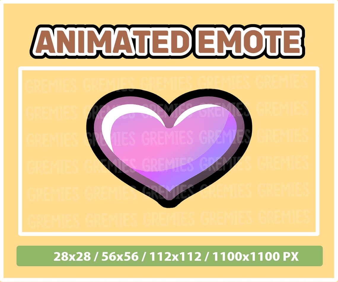 ANIMATED EMOTE Animated Heart Beating Emote Instant Download 1100x100 ...