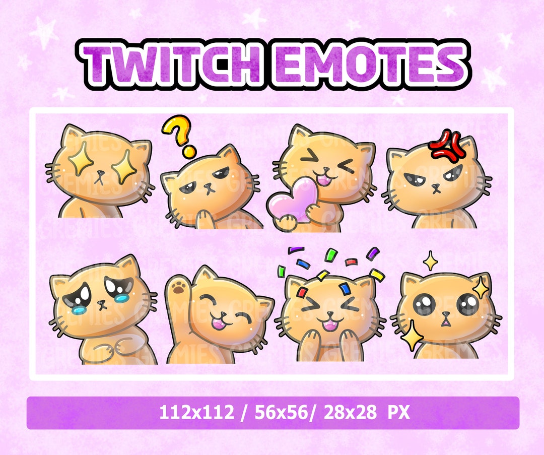 8 Cute Orange Cat Emotes - Instant Download 112x112 56x56 28x28 ...