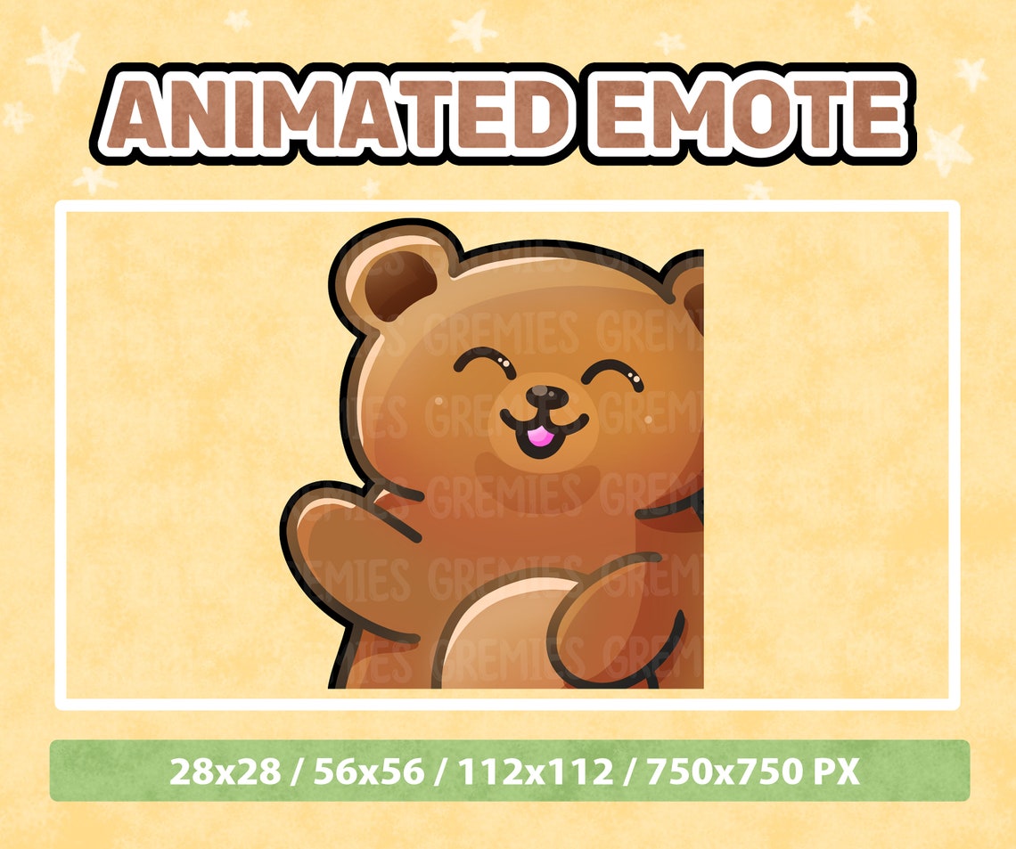 ANIMATED EMOTE! Animated Cute Bear Waving Emote - Instant Download ...