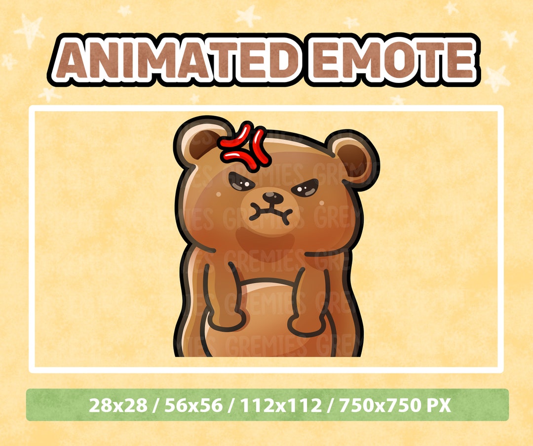 ANIMATED EMOTE! Animated Cute Angry Bear Emote - Instant Download ...
