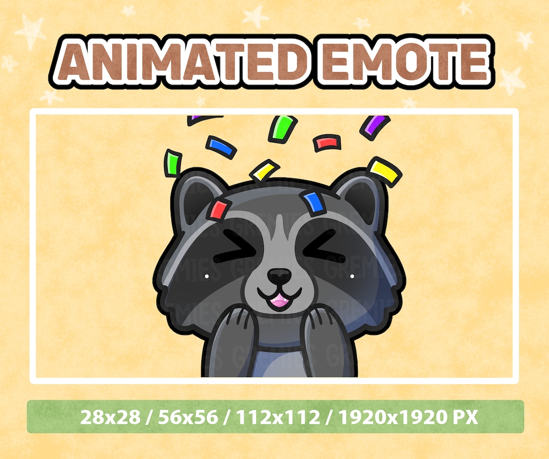ANIMATED EMOTE! Animated Cute Raccoon Confetti Cheer Emote - Instant ...