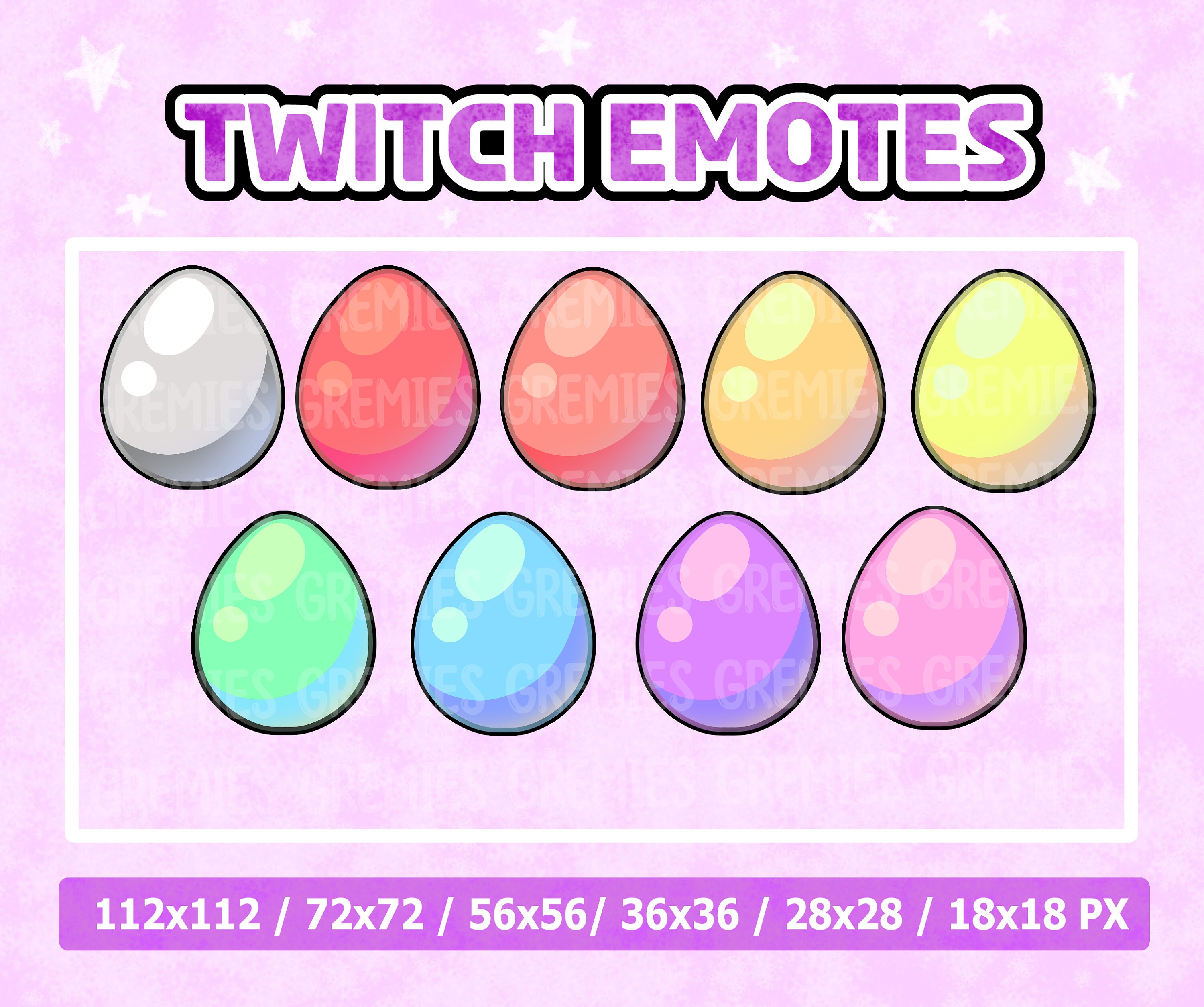 9 Egg Emotes / Sub Badges - Instant Download - 112x112, 72x72, 56x56 ...