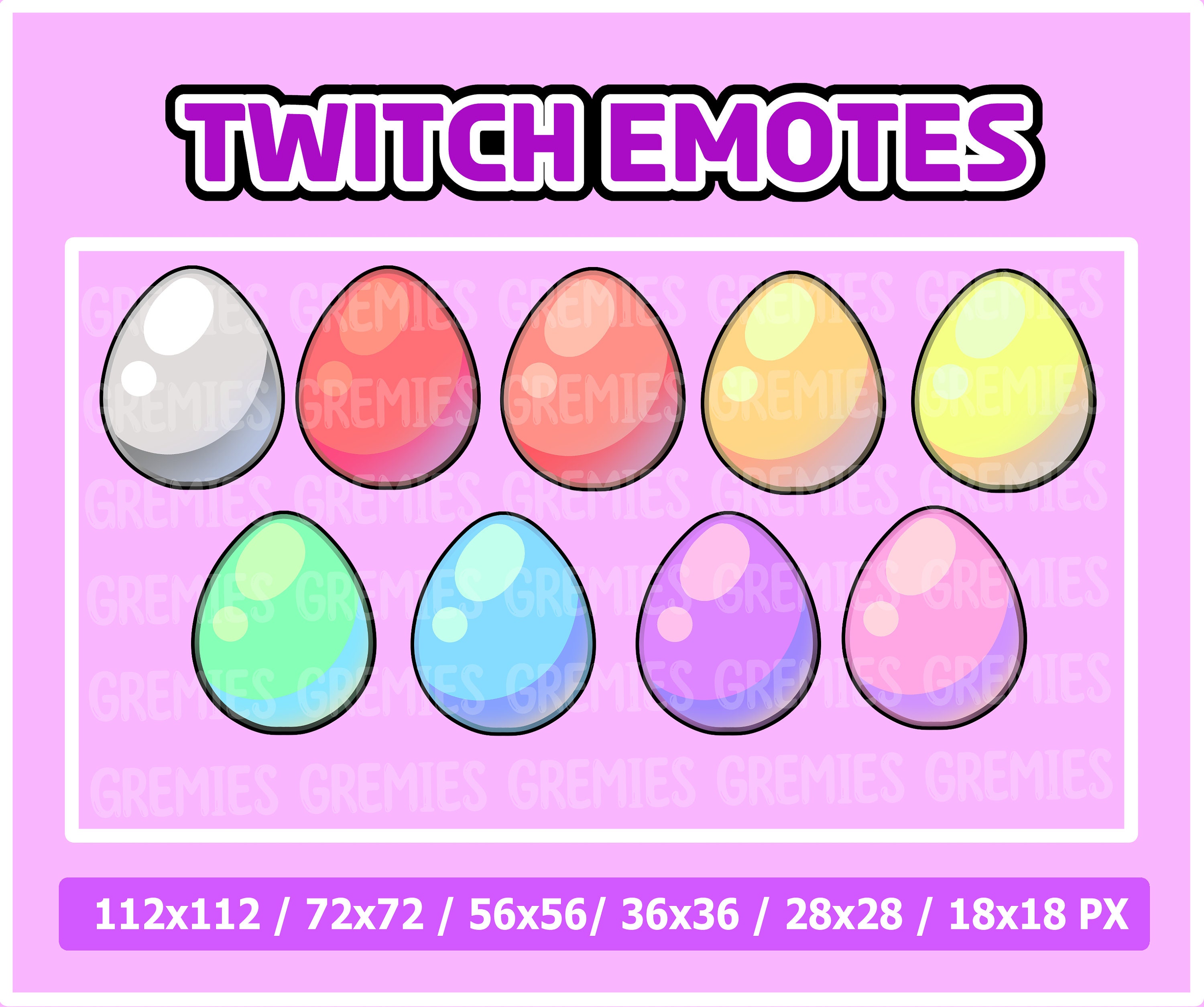 9 Egg Emotes / Sub Badges Instant Download 112x112, 72x72, 56x56, 36x36 ...