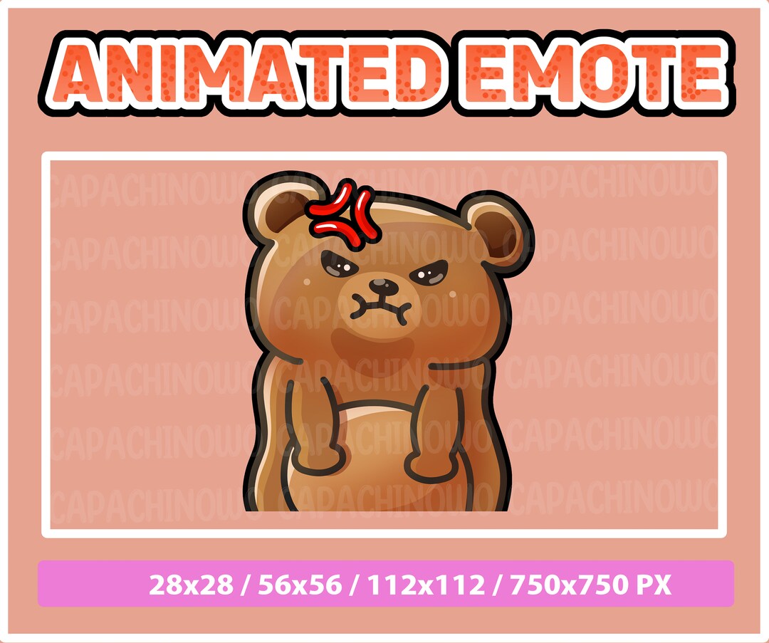 ANIMATED EMOTE Animated Cute Angry Bear Emote Instant - Etsy