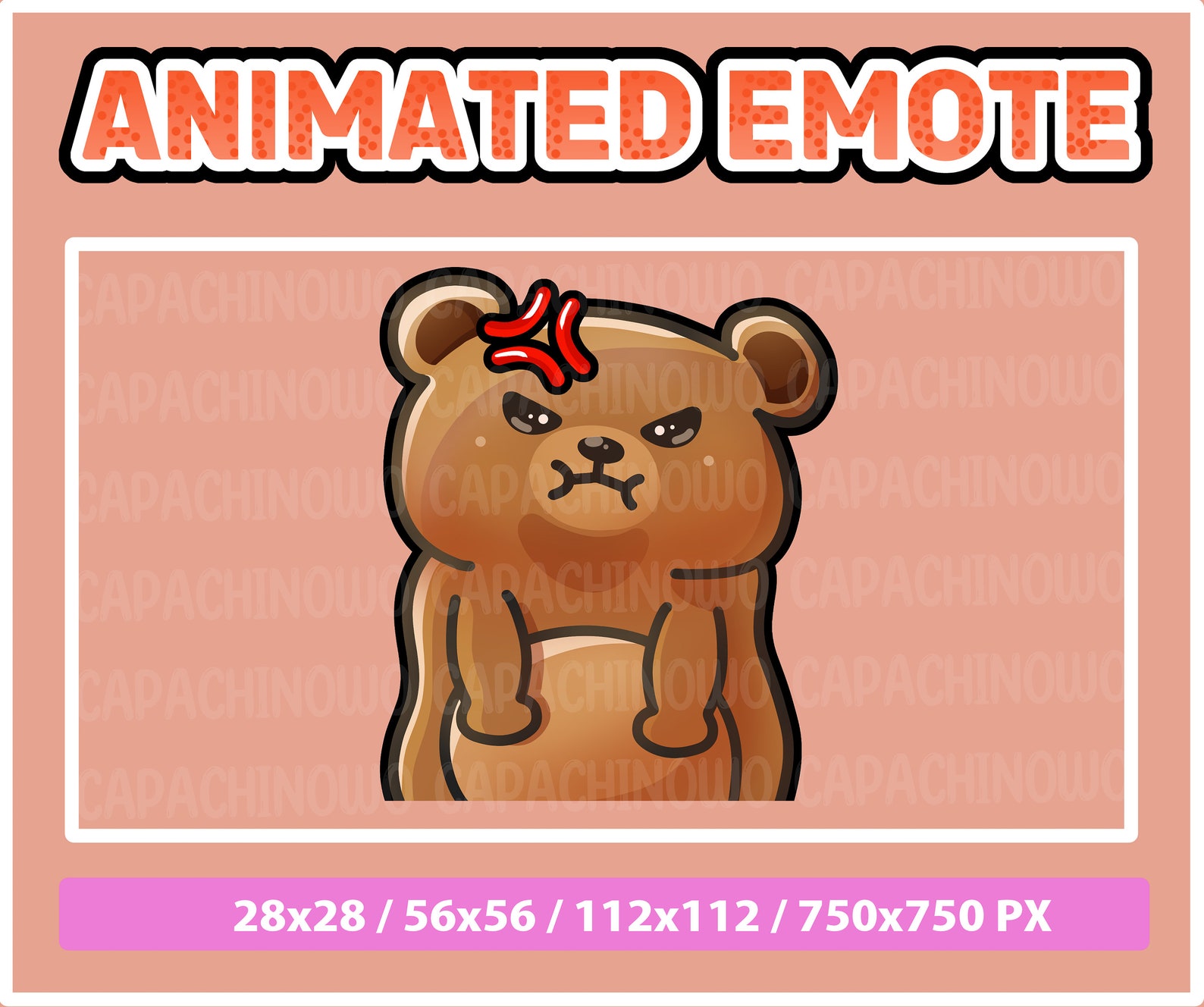 ANIMATED EMOTE Animated Cute Angry Bear Emote Instant - Etsy