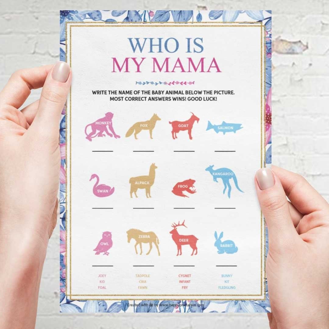 Buy Who is My Mama Baby Shower Game floral Watercolors Online in India ...