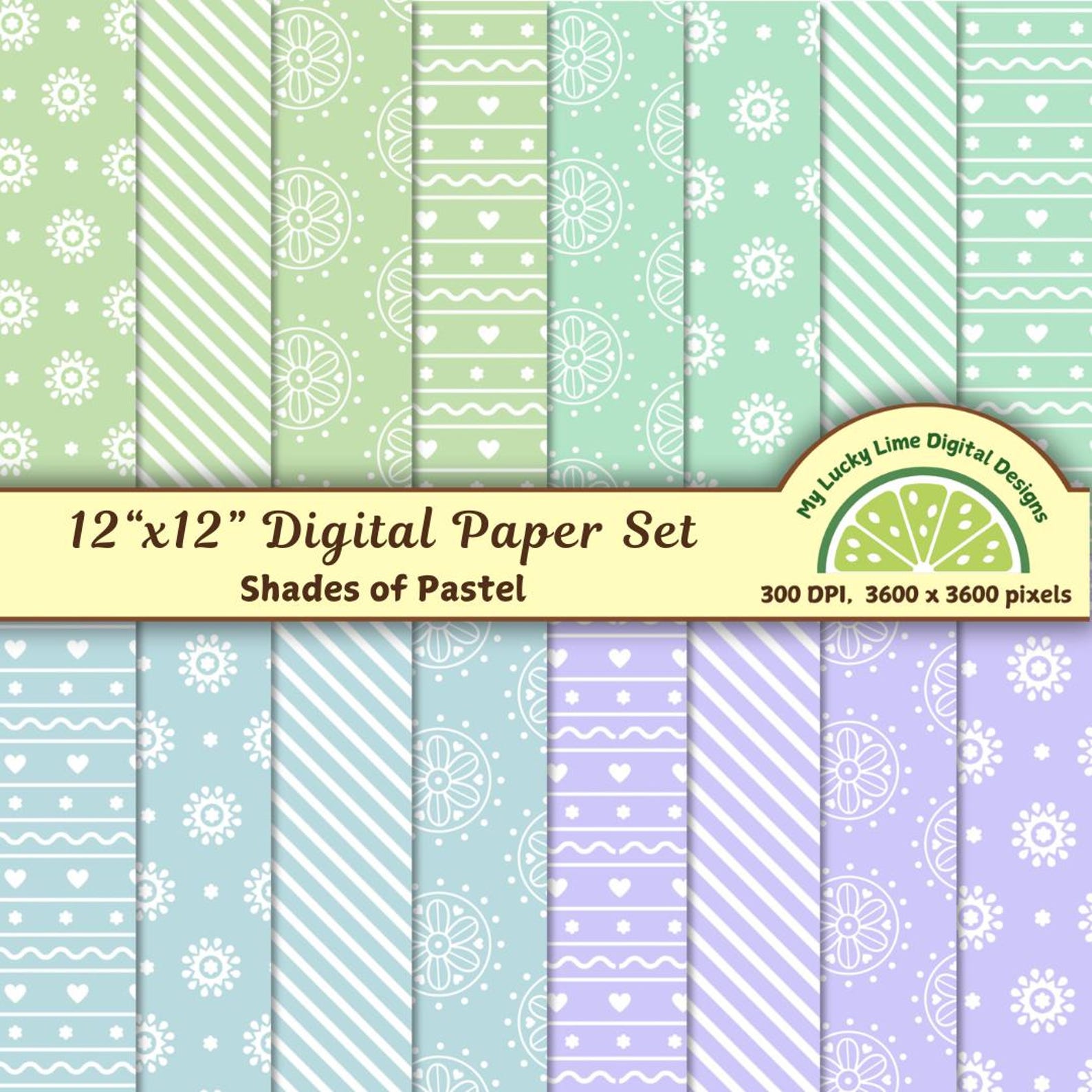 Shades of Pastel Digital Paper, Scrapbook Paper, Card Making, Paper ...