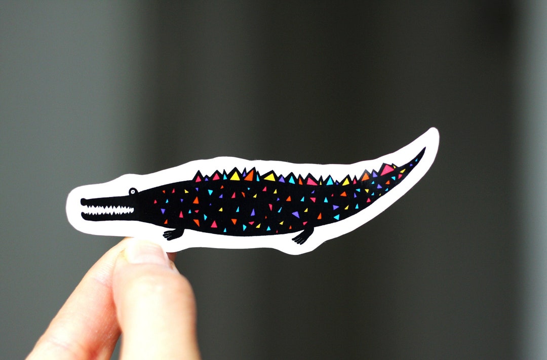 Black Crocodile Sticker, Alligator Decal, Vinyl Matte Sticker, Glossy ...