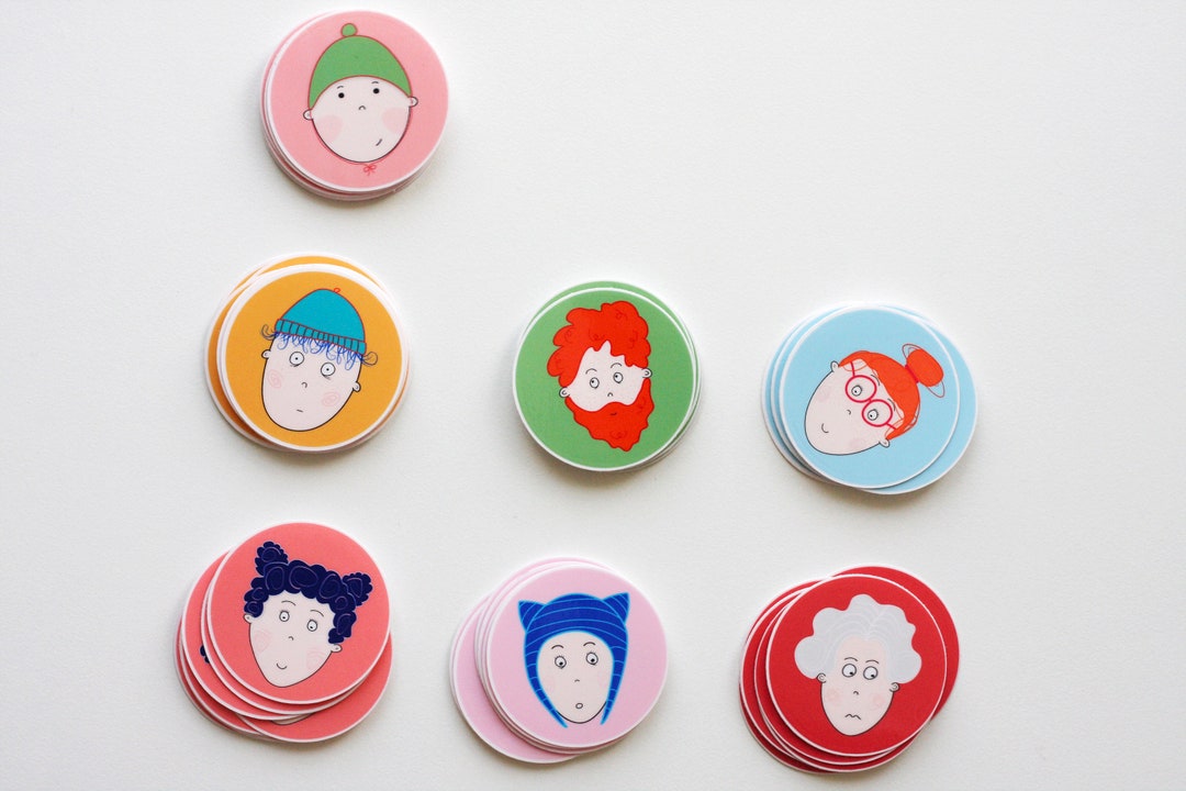 Funny Faces Stickers, Emotions Round Stickers, Faces Vinyl Decals ...