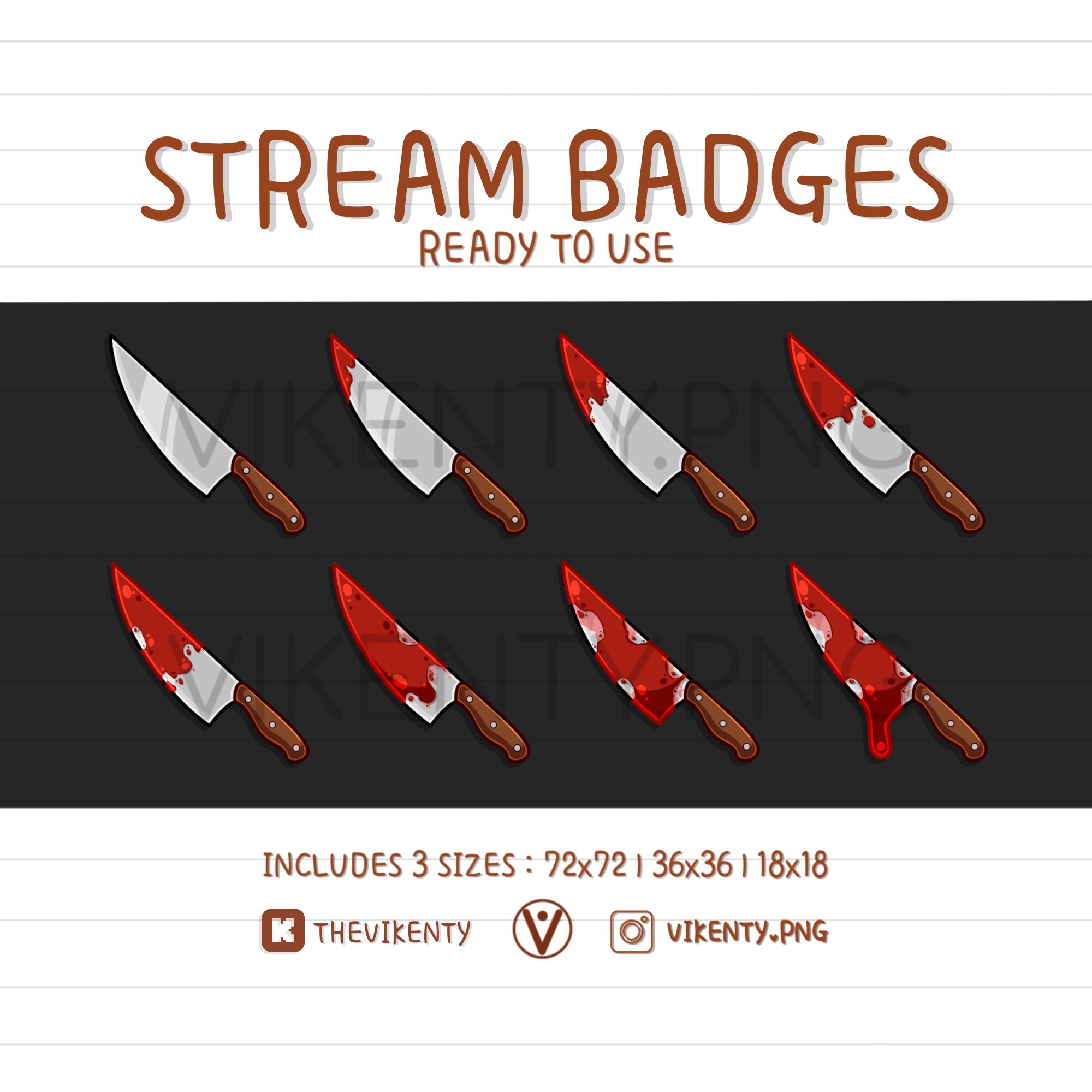 Stream Badges Knives X8 Scalable Cute Dbd Murder Emote Halloween Horror ...