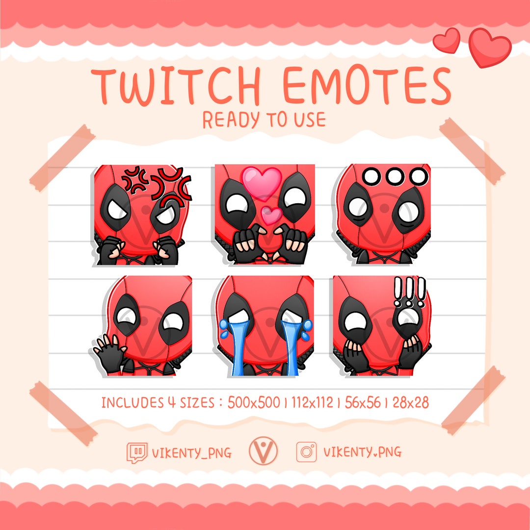 Emote Twitch Deadpool X6 | Badges | Logo | Overlay | Custom | Pack ...