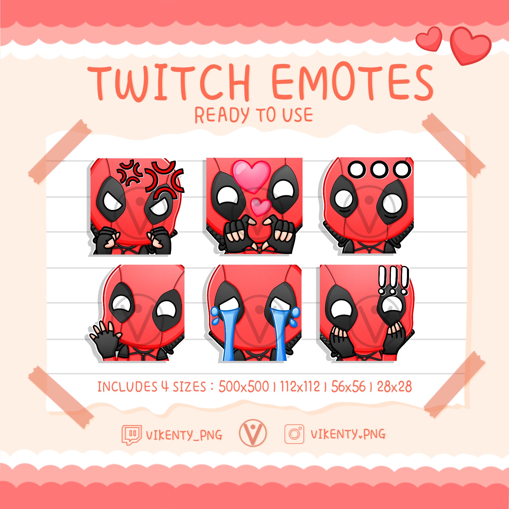 Emote Twitch Deadpool X6 Badges Logo Overlay Custom Pack Cute Dôle ...