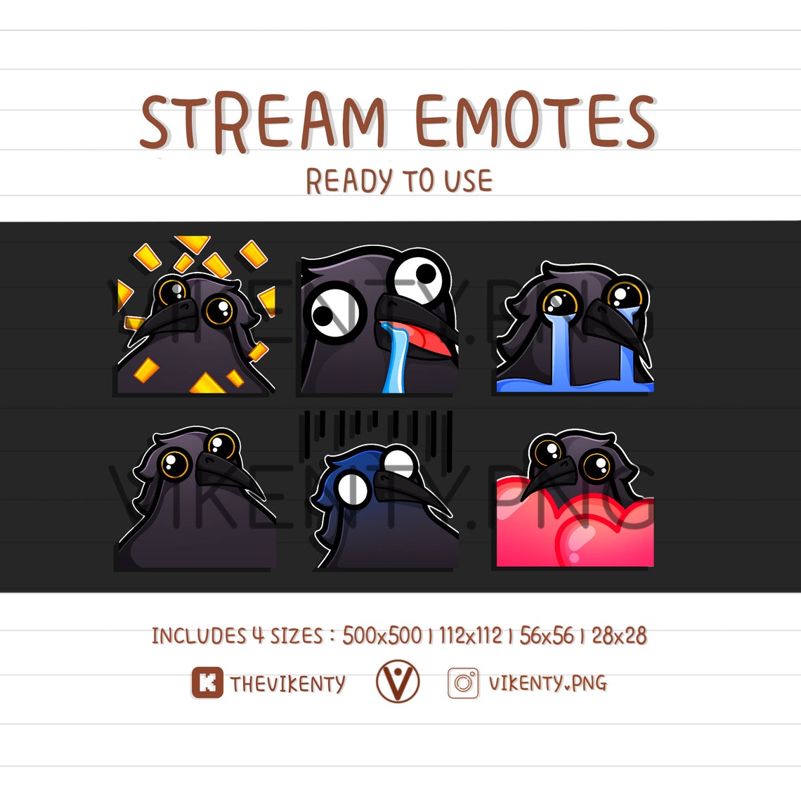 Twitch Kick Emote crow X6 Overlay-logo Stream Subscriber Discord Raven ...