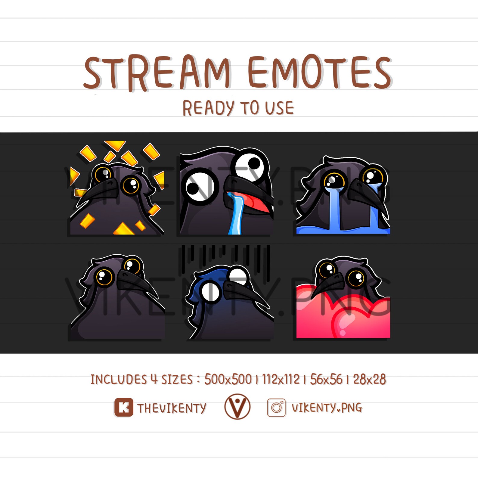 Twitch Kick Emote crow X6 Overlay-logo Stream Subscriber Discord Raven ...