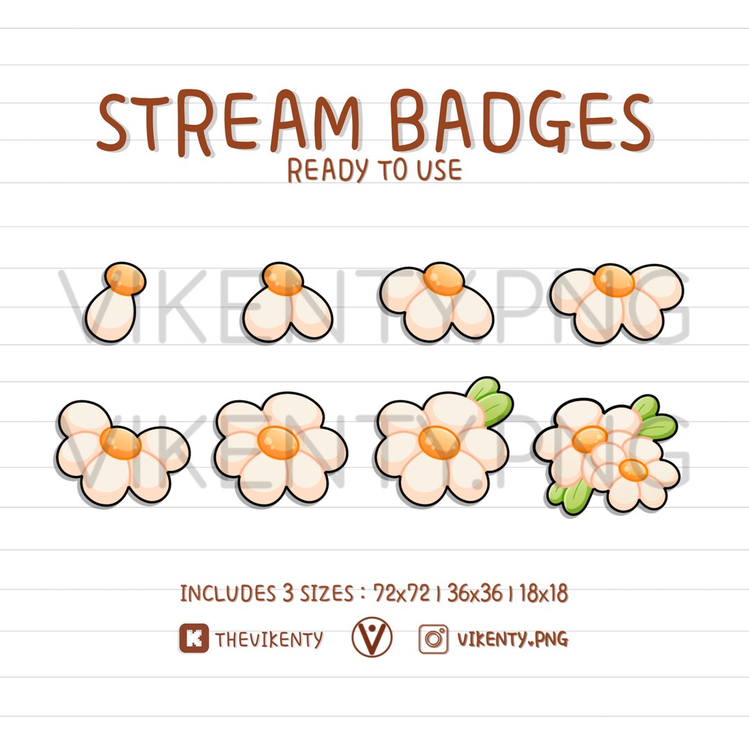 Twitch Flower Badges X8 | Scalable | Cute | Nature | Overlay | Emote ...