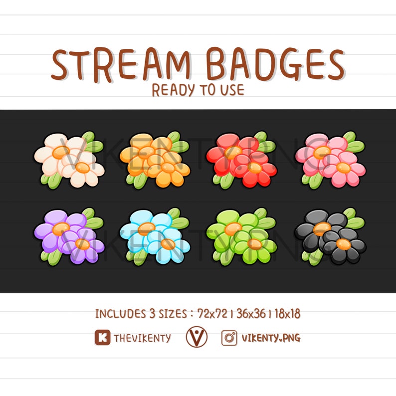 Stream Badges Sheets X6 | Scalable | Cute | Season| Overlay | Emote ...