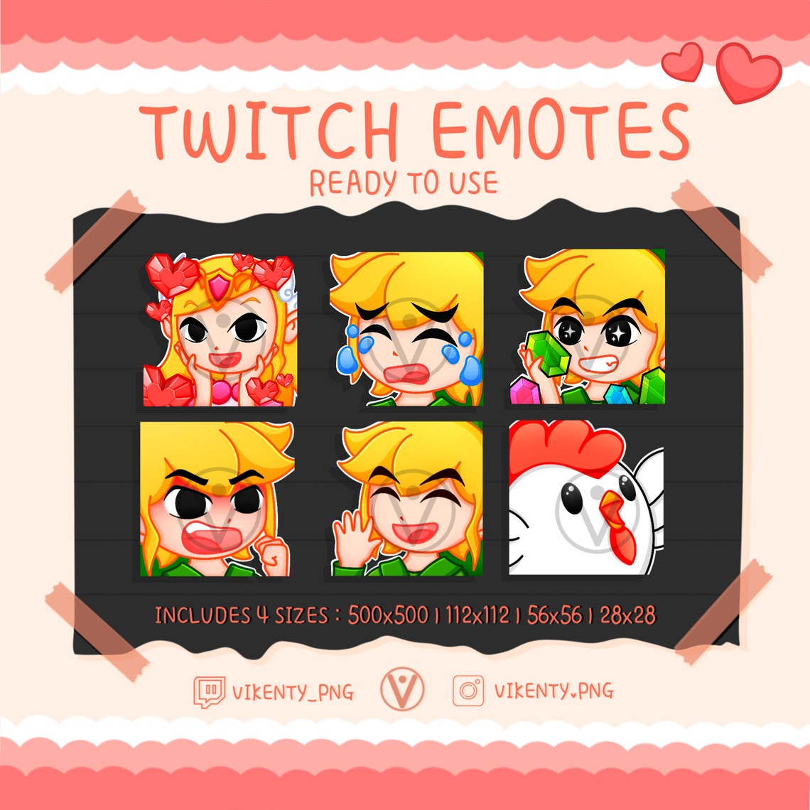 Emote Zelda Wind Waker Twitch X6 | Link | Chicken | Ruby | Chibi ...
