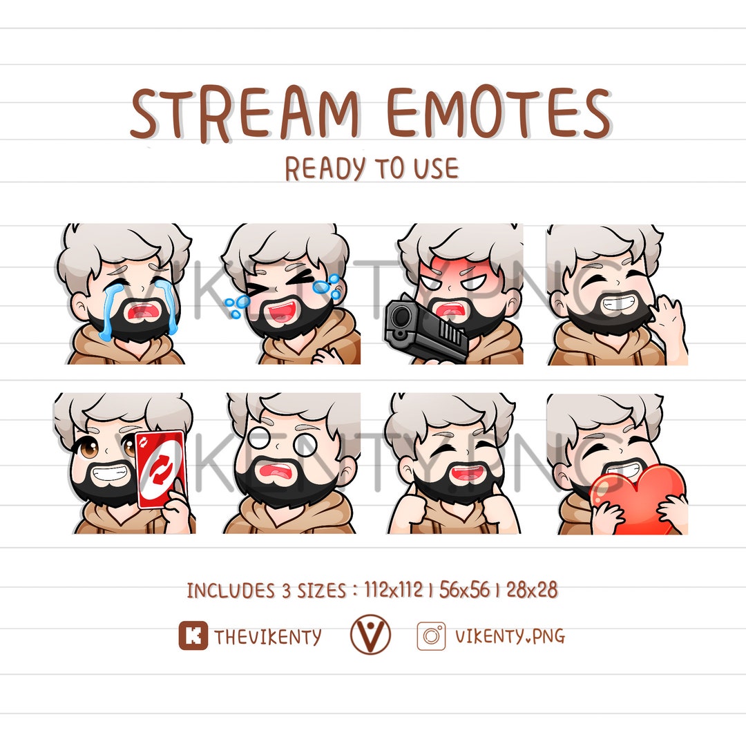 Gray Hair Boy Emote Twitch X8 Stream Kawaii Guy Overlay Badges Discord ...