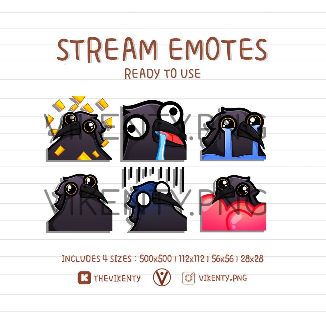 Twitch Kick Emote crow X6 Overlay-logo Stream Subscriber Discord Raven ...