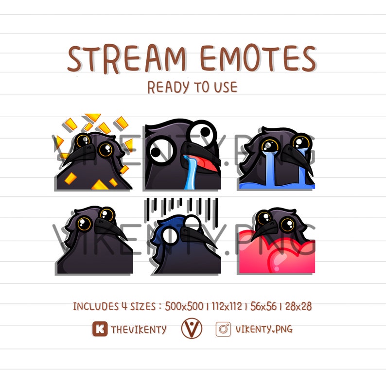 Twitch Kick Emote crow X6 Overlay-logo Stream Subscriber Discord Raven ...