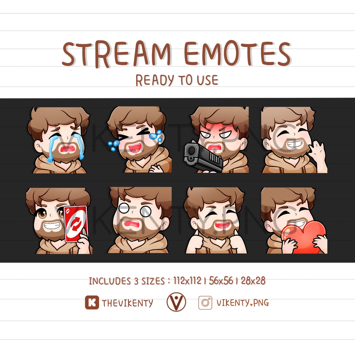 Brown Hair Boy Emote Twitch X8 | Stream | Kawaii | Guy| Overlay ...