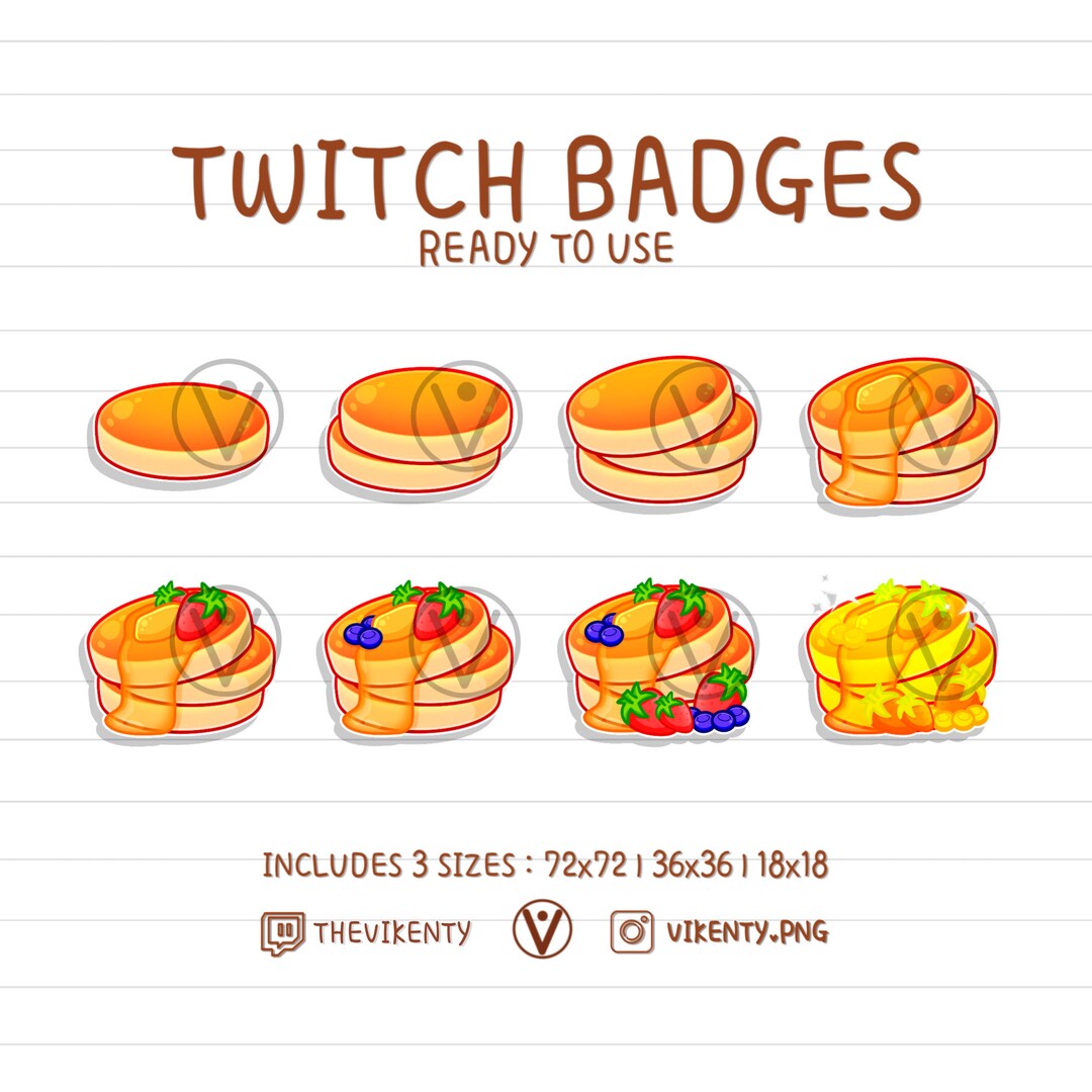 Twitch Pancake Badges X8 Scalable Cute Kitchen Overlay Emote Candy Food ...