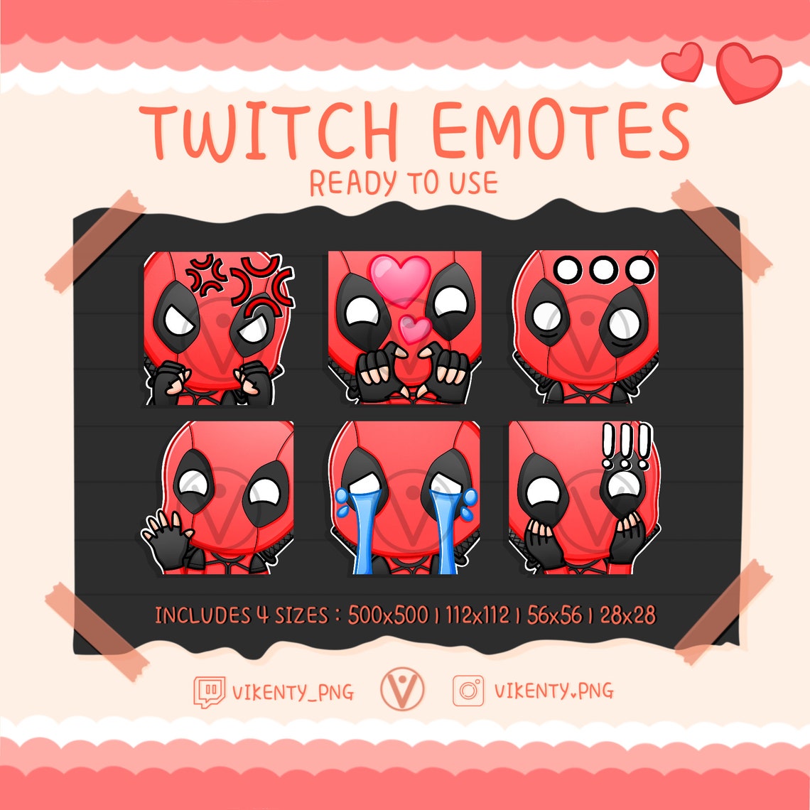 Emote Twitch Deadpool X6 | Badges | Logo | Overlay | Custom | Pack ...