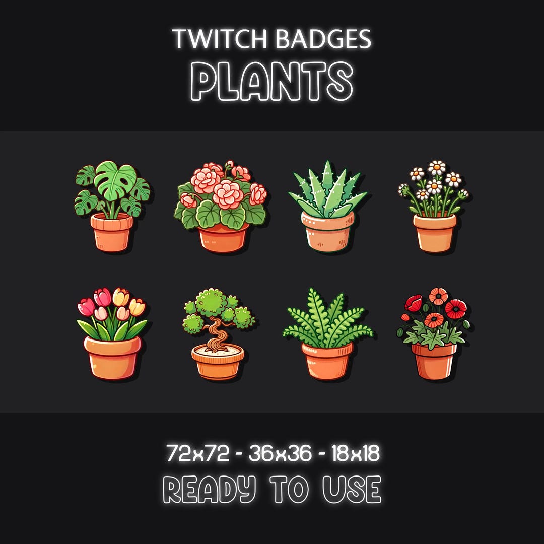 Plant Badges Twitch Stream Live Emote Custom Cute Kick - Etsy