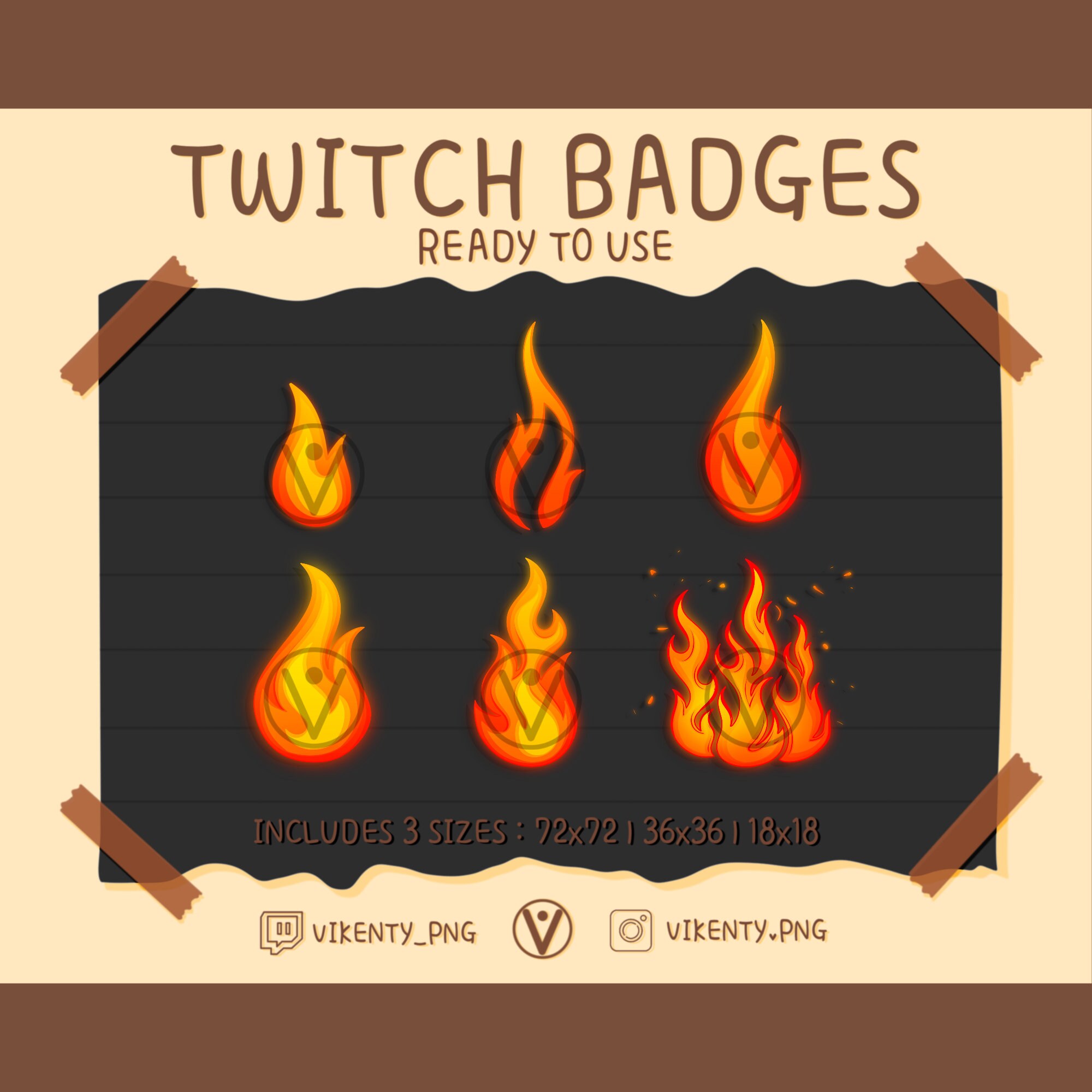 Twitch Flame Badges X6 | Scalable | Fire | Embers | Subscriber | Cheer ...