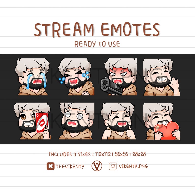 Gray Hair Boy Emote Twitch X8 | Stream | Kawaii | Guy| Overlay | Badges ...