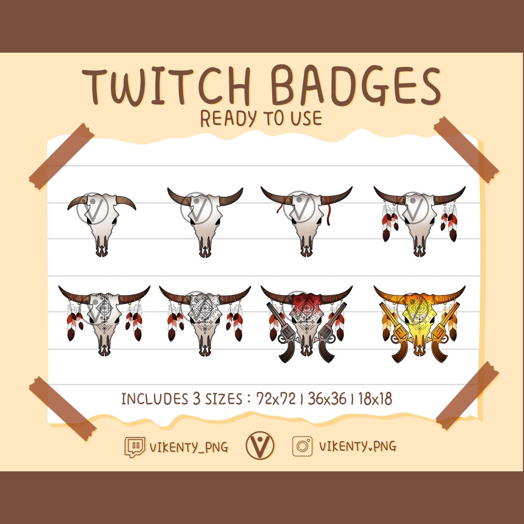 Cow Skull Badges X8 | Twitch | Stream | Streamer | Subscriber | Emote ...