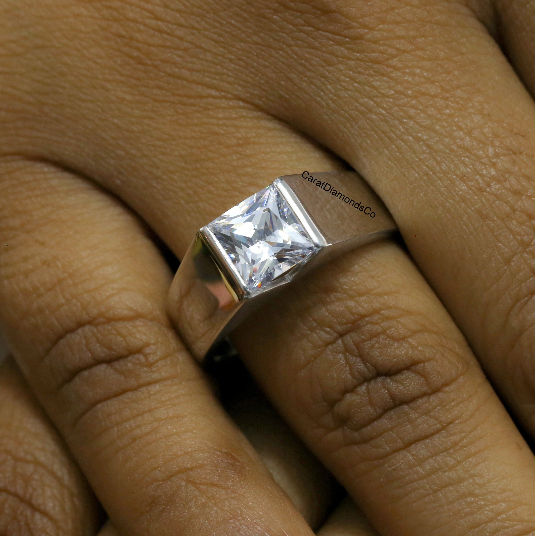 Men's Tension Set Engagement Ring 14K Gold Men's Wedding Ring 3.00 Ct ...